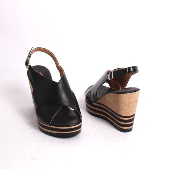 PHIL GATIÈR by REPO | Shoes | Italian Black Leather Slingback Wedge ...